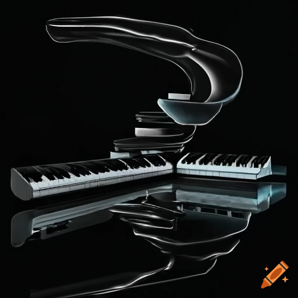 3d floating piano keys on a white background