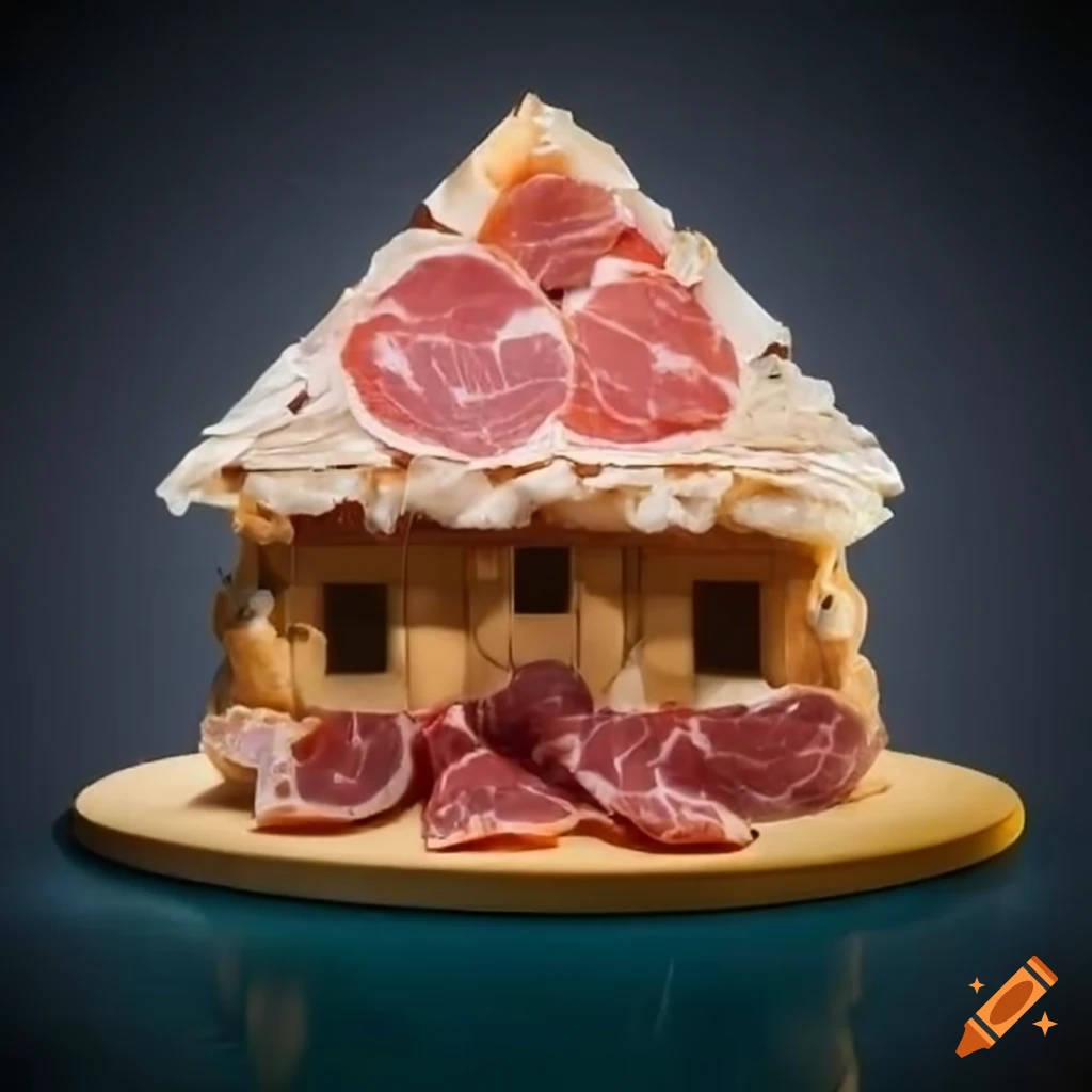 House made of cheese and cured meat