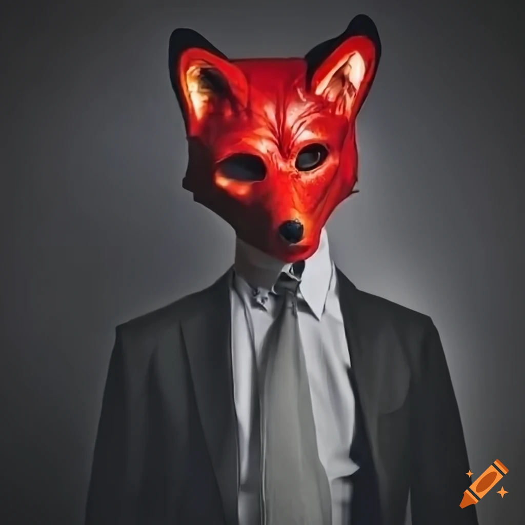 Man in a suit wearing a fox mask on Craiyon