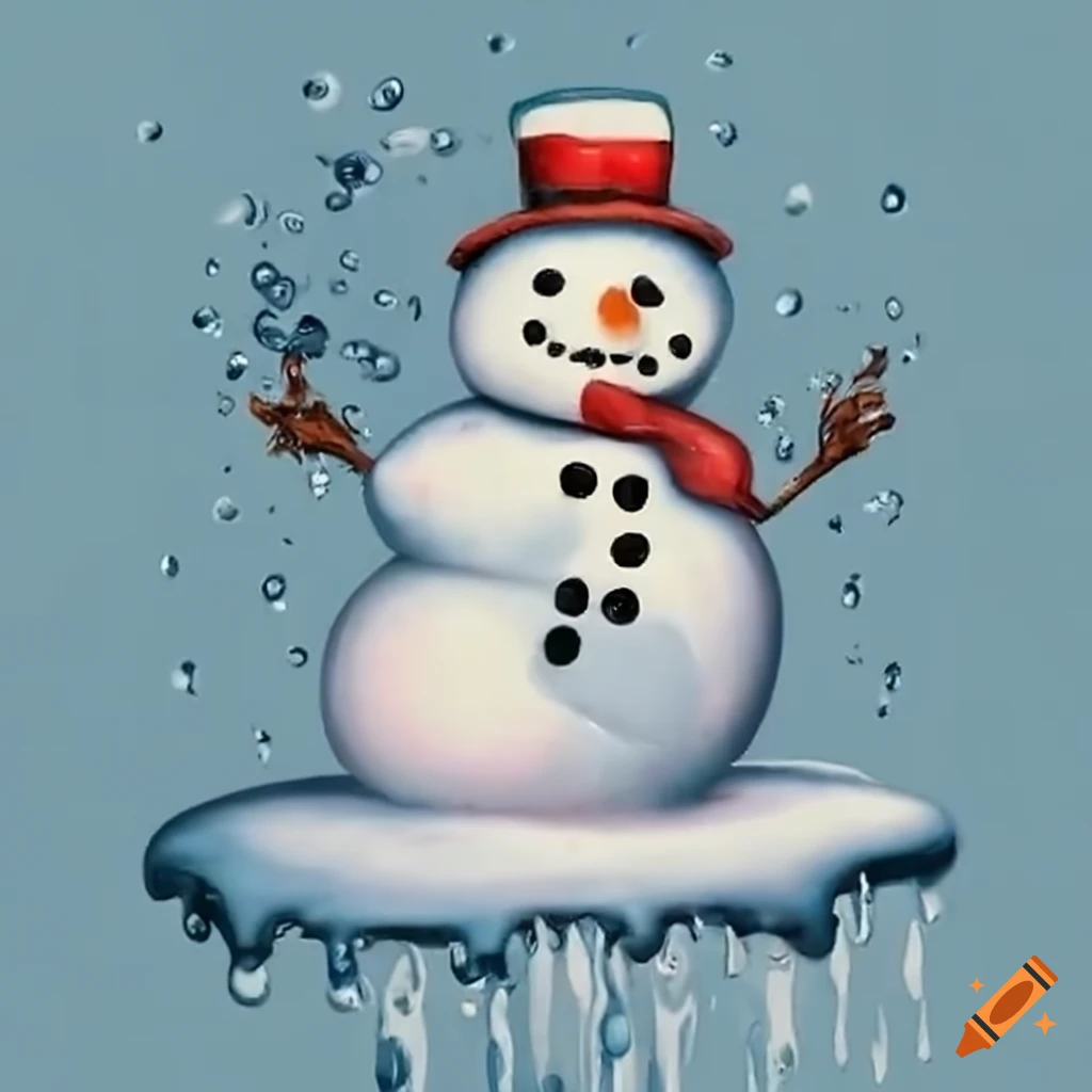 Melting snowman drips water into pipes on Craiyon