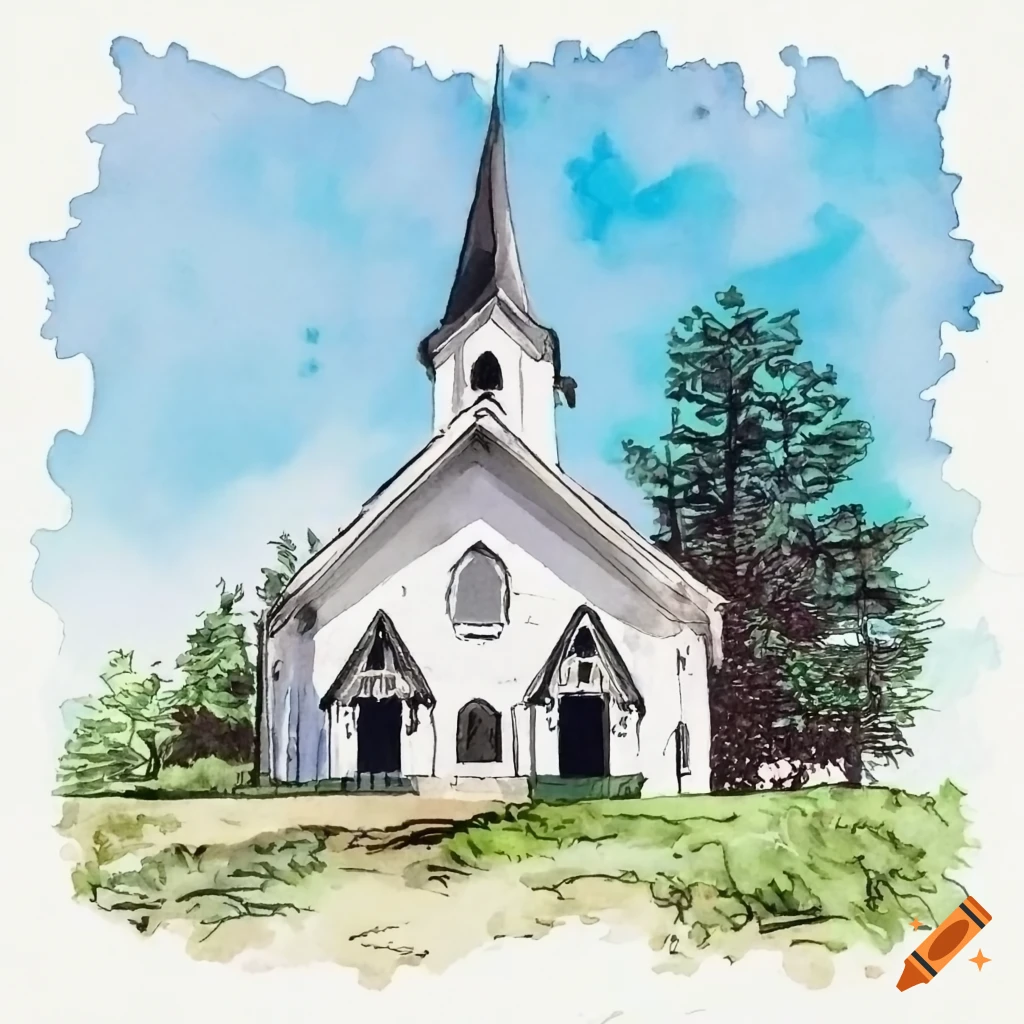 Detailed ink sketch of New England scenery on Craiyon