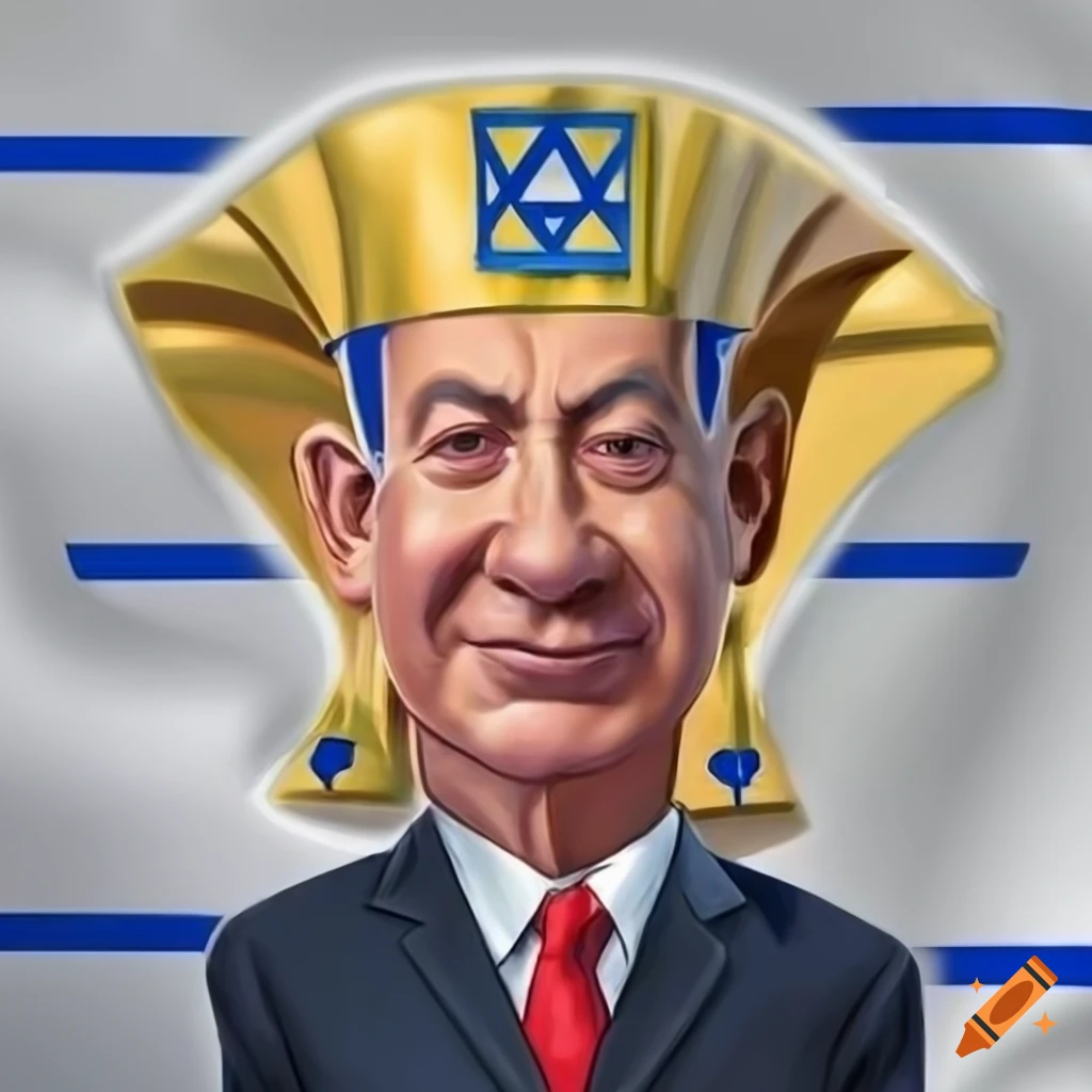 Caricature of Benjamin Netanyahu as an ancient Egyptian pharaoh on Craiyon