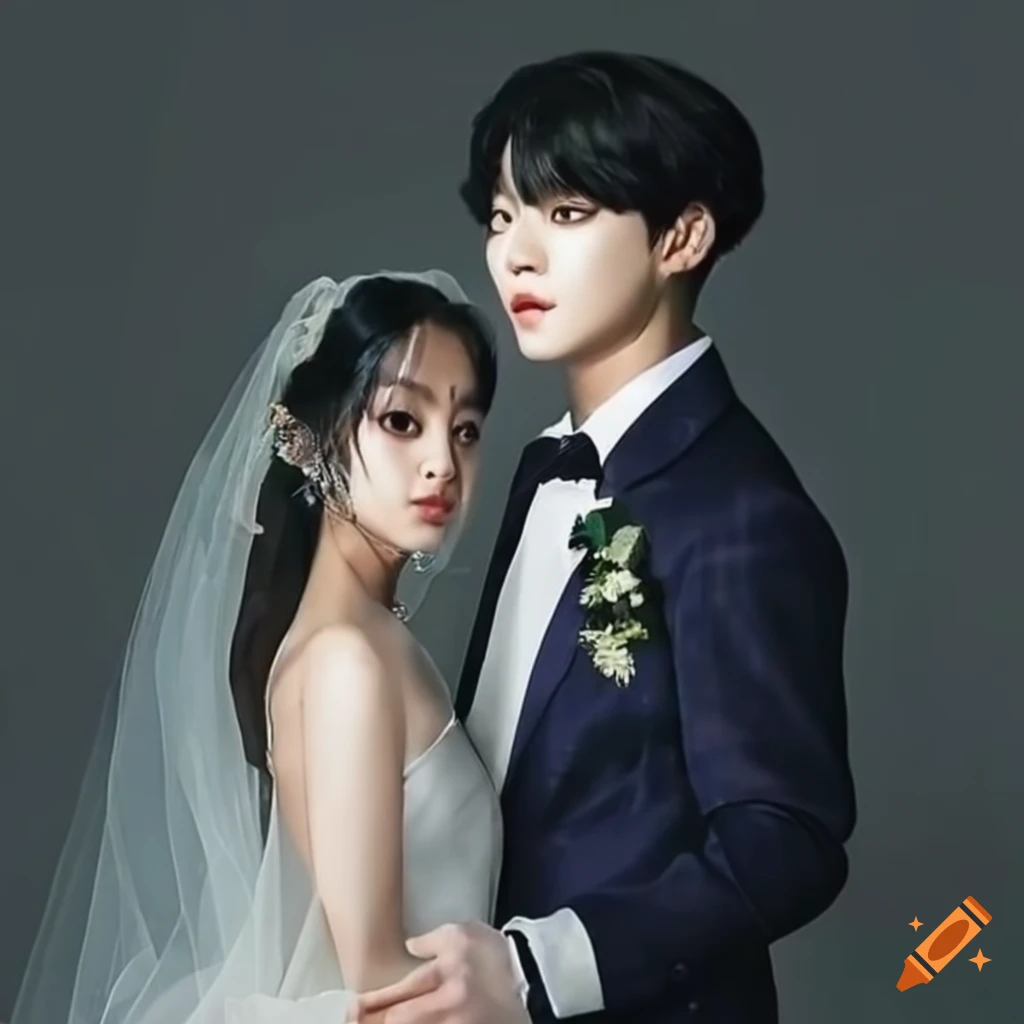 Bts jeon jungkook and bride in wedding attire