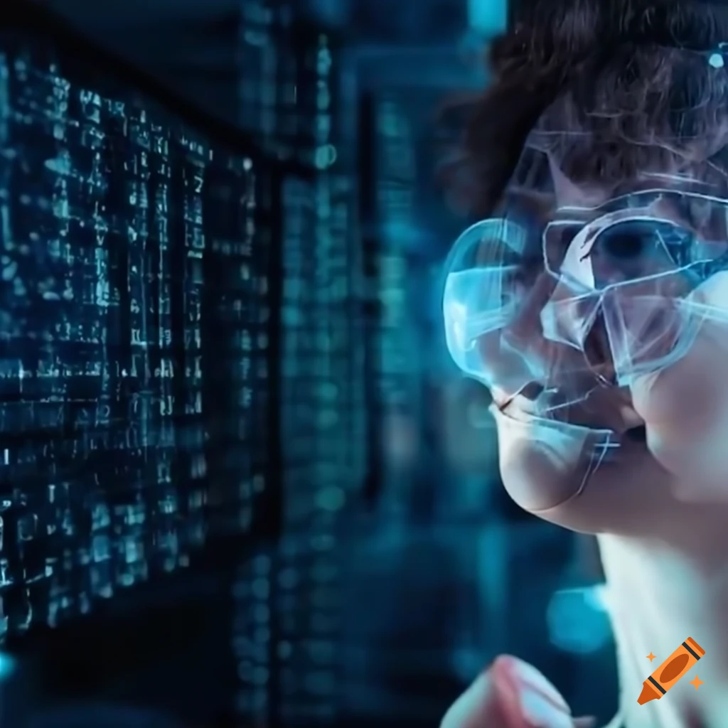 Students interacting with AI technology in a classroom on Craiyon