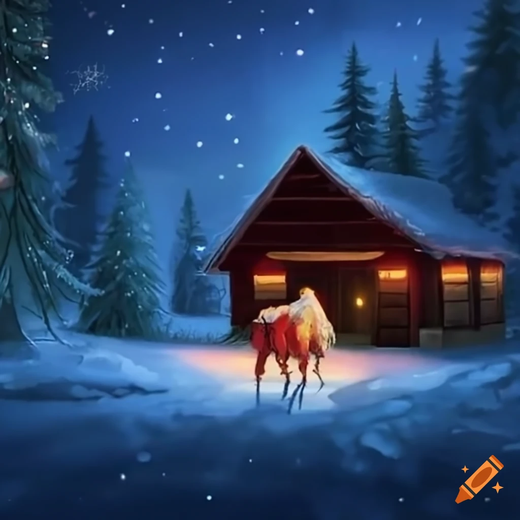 Christmas stable at night