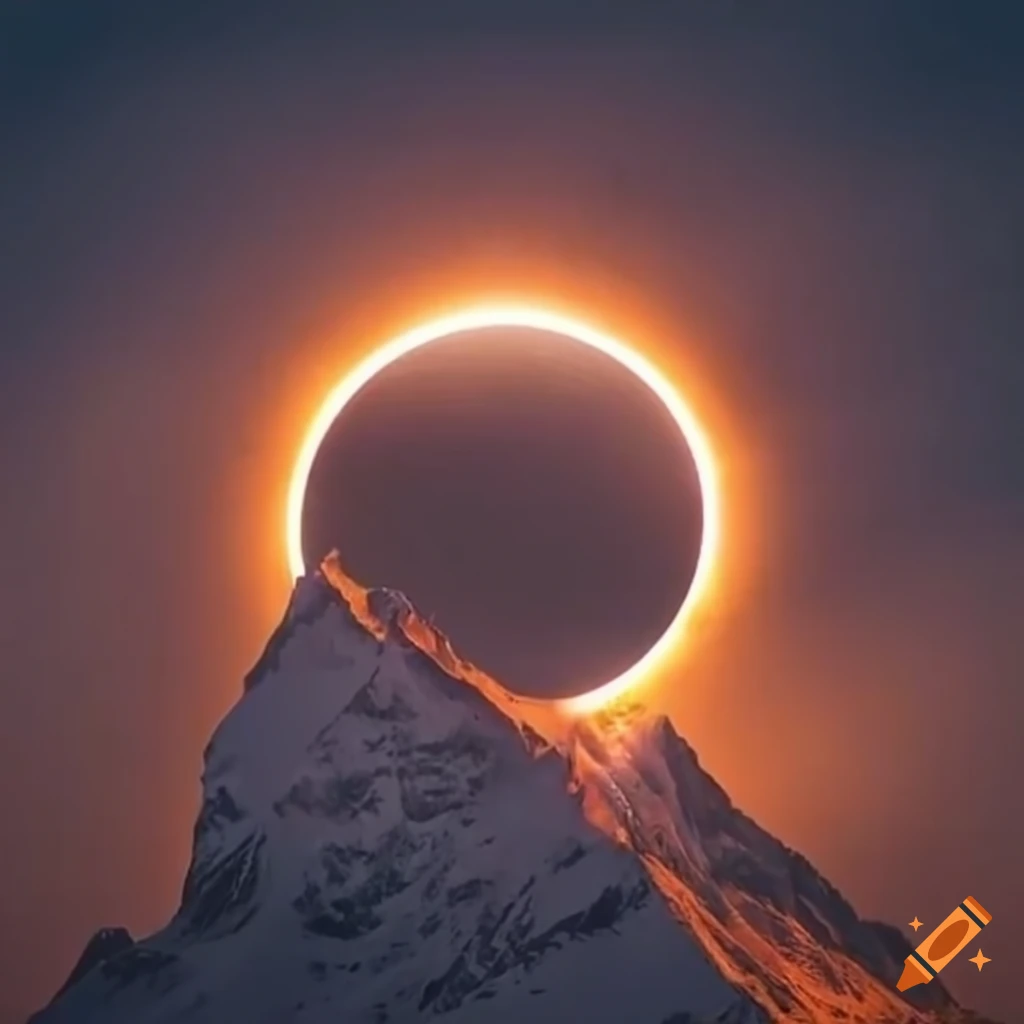 Solar eclipse with mountains inside