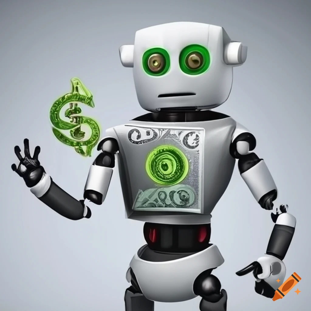 Robot holding money on Craiyon