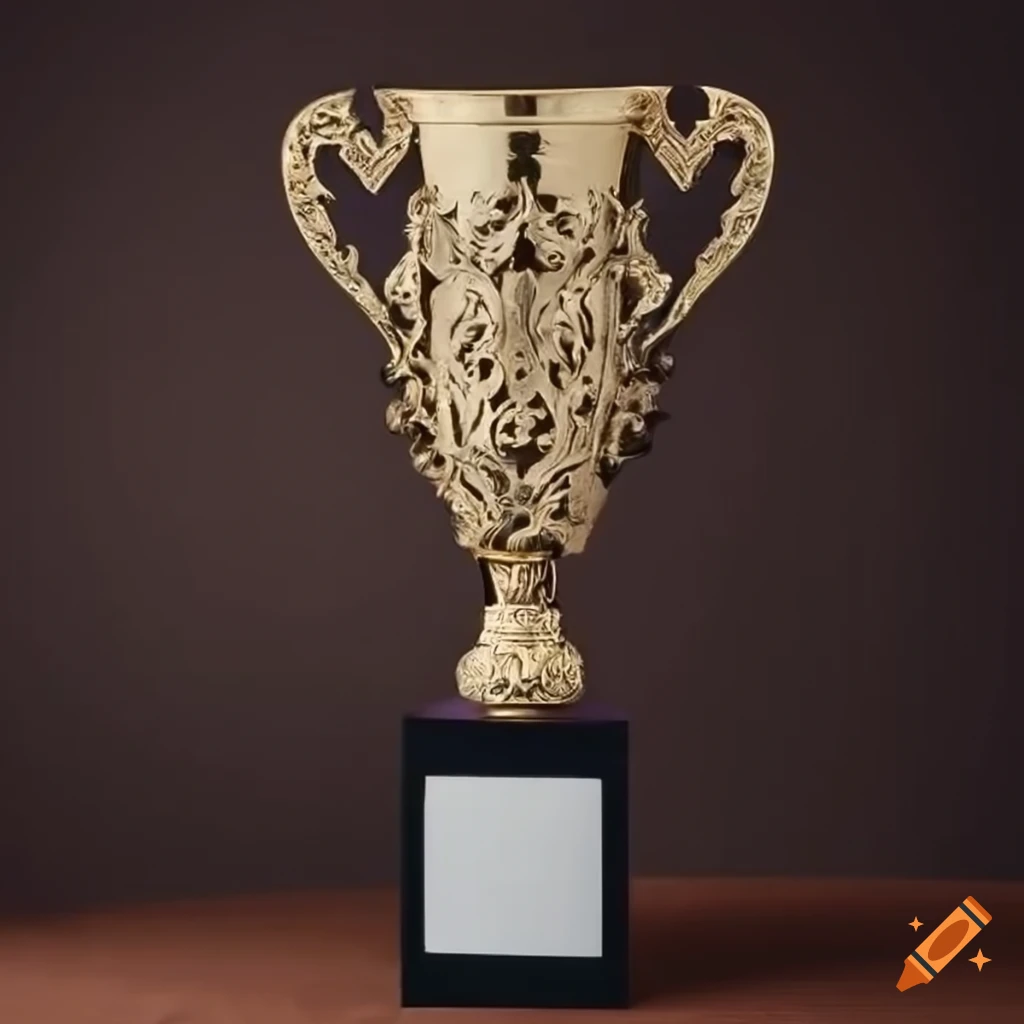 Ornamental trophy with 'intellectual champion' engraving