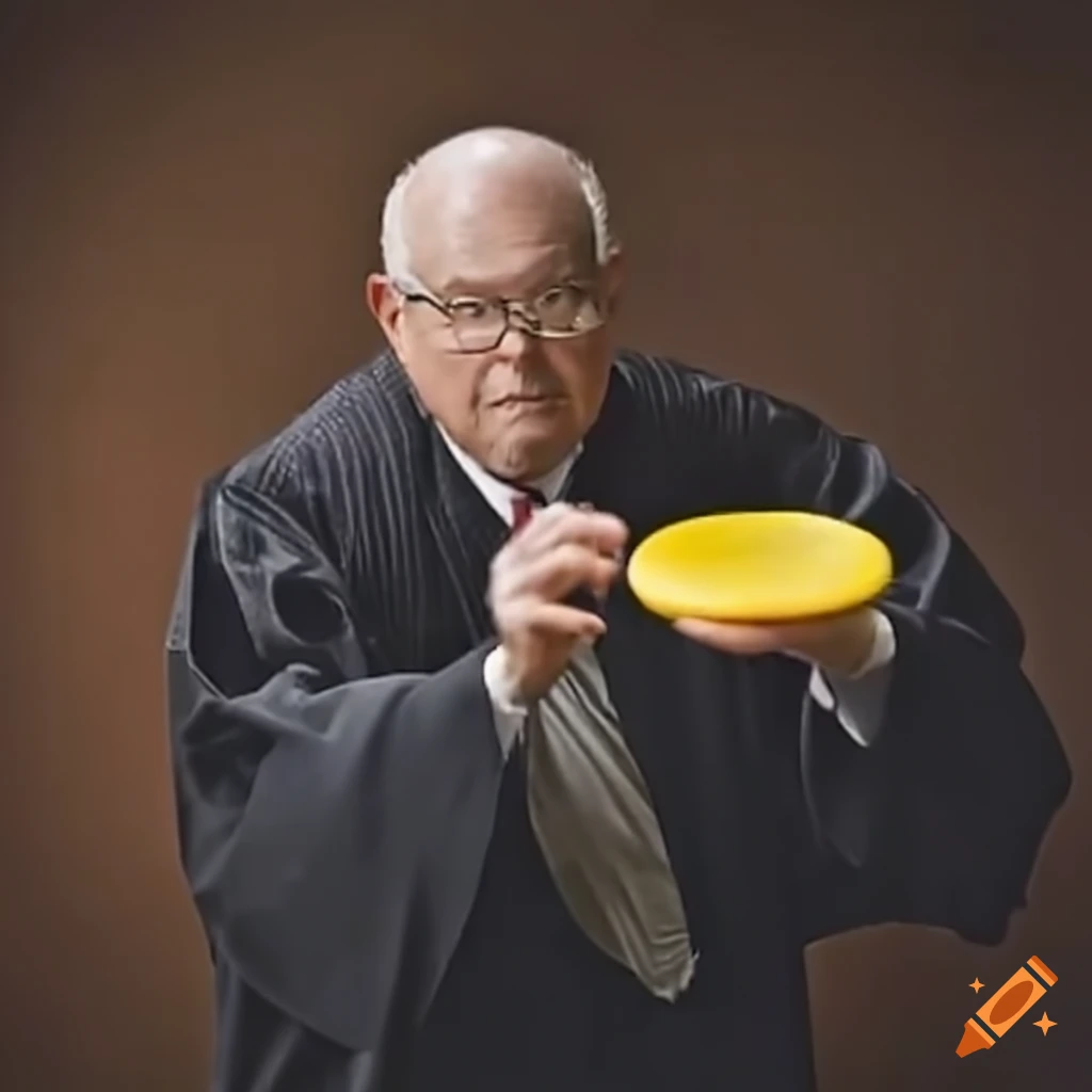 A dog playing frisbee with a judge's wig