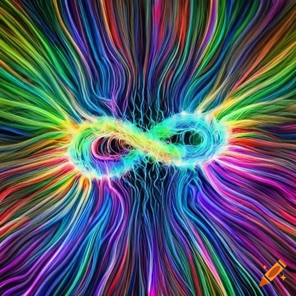 Colorful infinity symbol with optic fibers