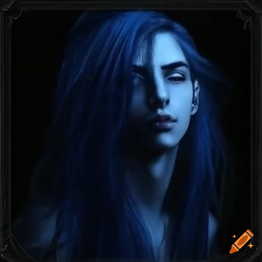 Digital art of a blue-skinned character with deer antlers