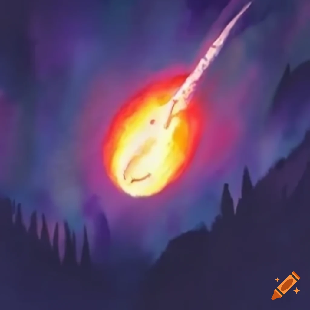 Animated meteor with fire trail