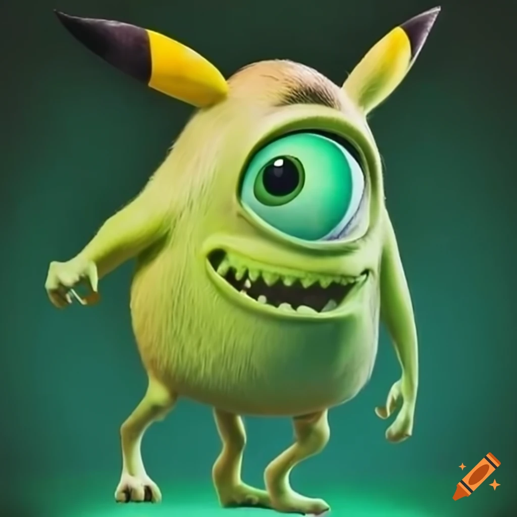 Mike wazowski as pikachu