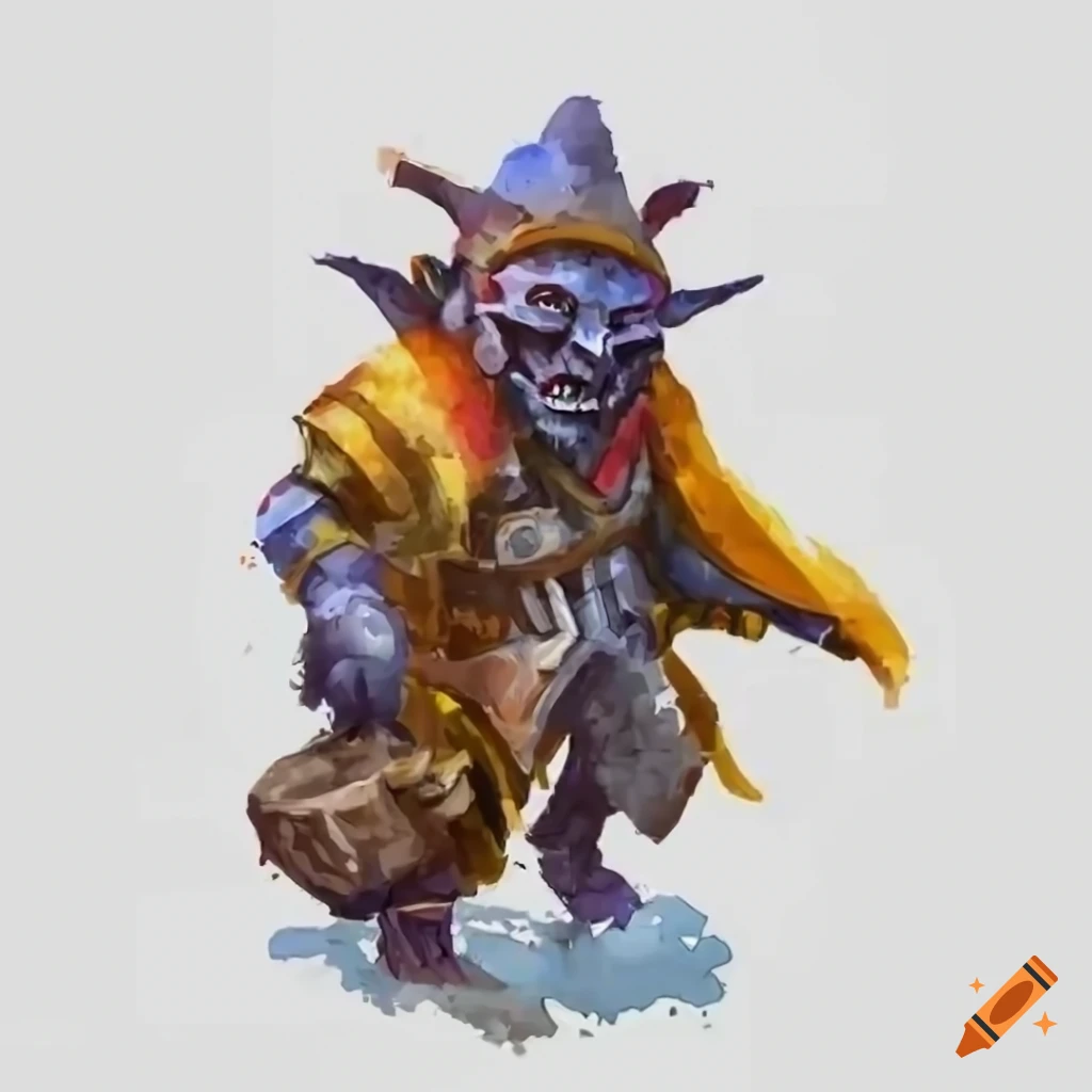 Post-apocalyptic goblin merchant with sunglasses and backpack