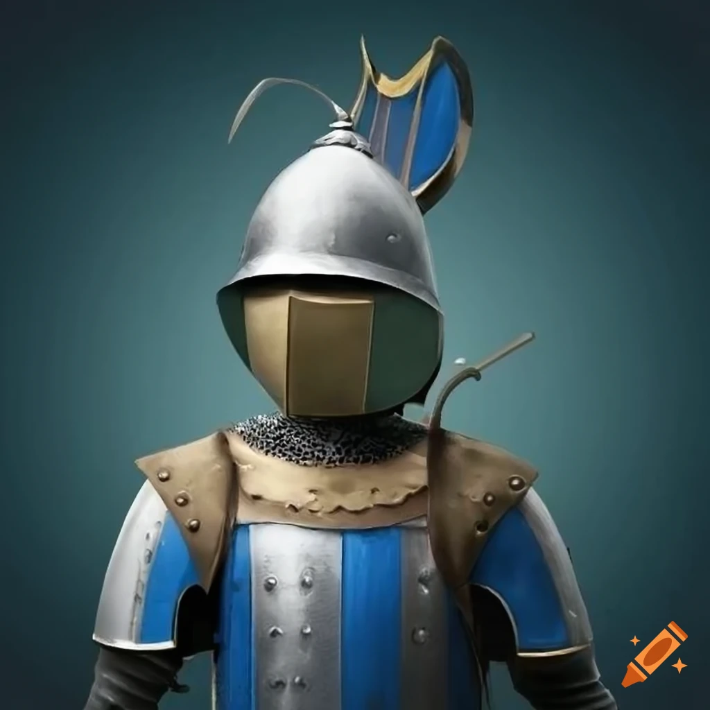 Medieval foot soldier with kettle helm and bow on Craiyon