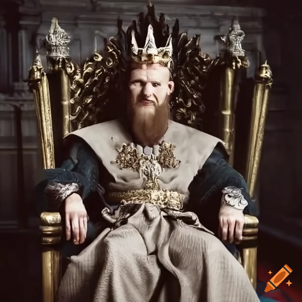 Portrait of a nordic king on his throne