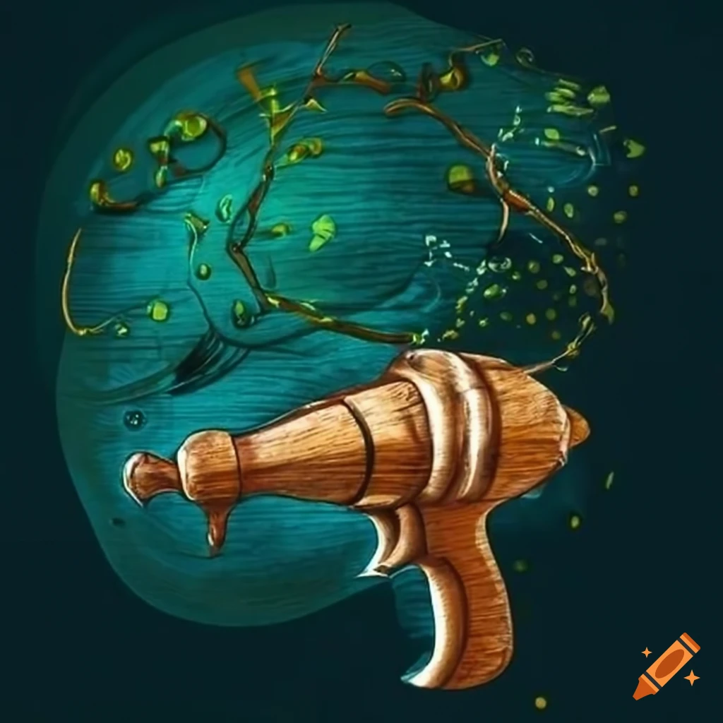 Wooden ray gun with natural elements