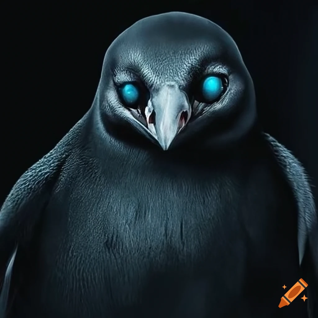 Creepy penguin with an intimidating expression