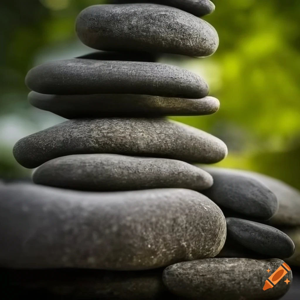 Zen garden with arranged stones