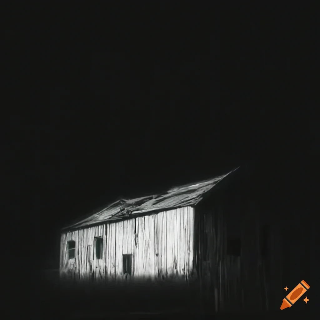 Vintage photo of an old dusty barn with glitch effect on Craiyon
