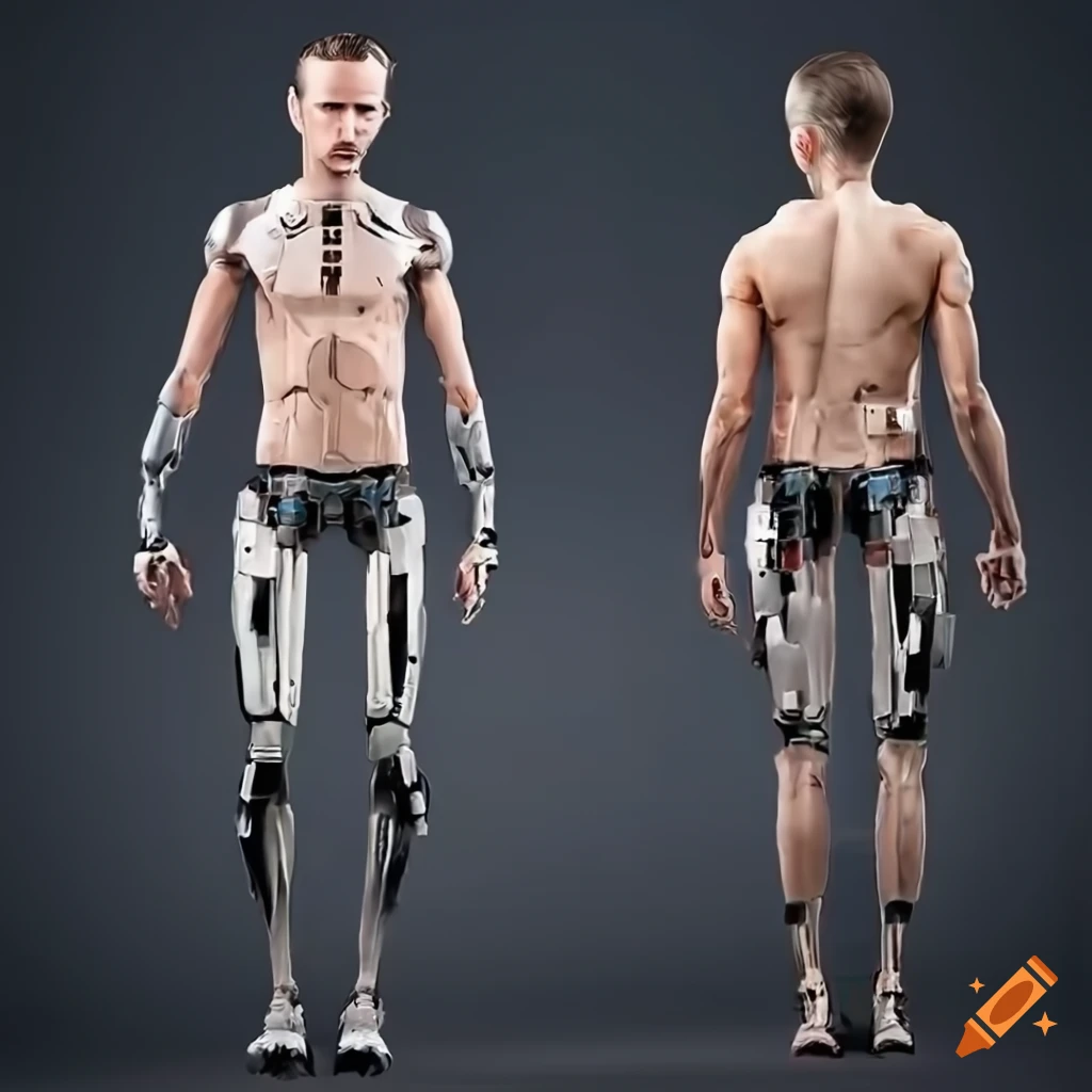 Photorealistic image of a multi-body male cyborg
