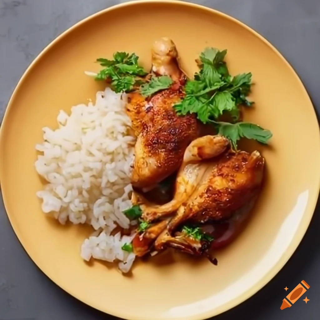 Top view of chicken and rice dish
