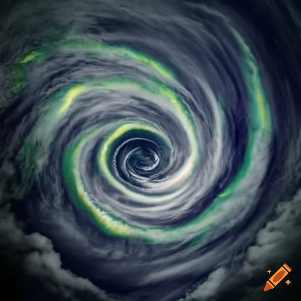 Top view of a hurricane cloud spiral