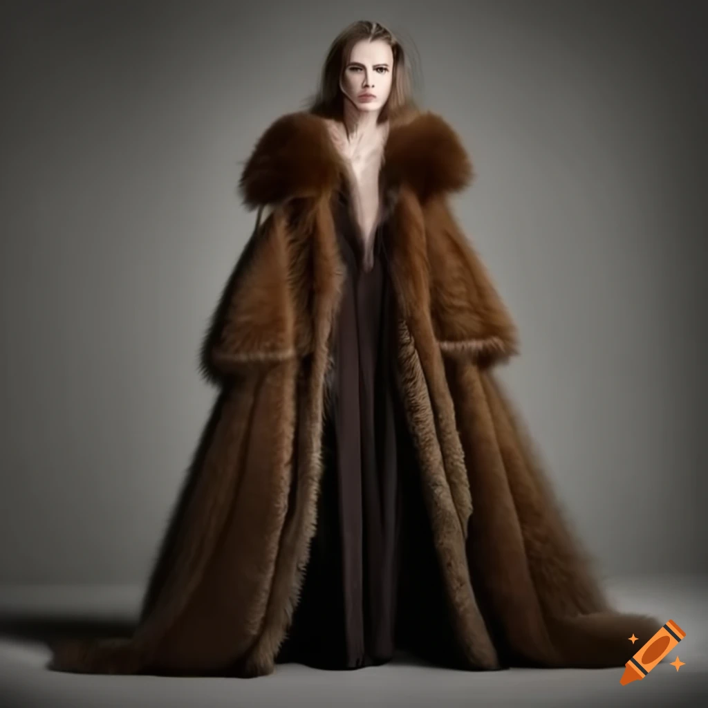 Gown with fur cloak inspired by winterfell