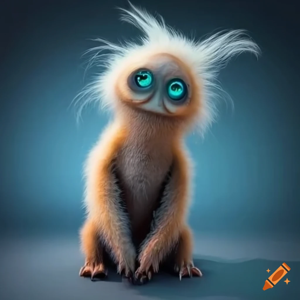 Image of an adorable alien creature with fluffy fur and large eyes on ...