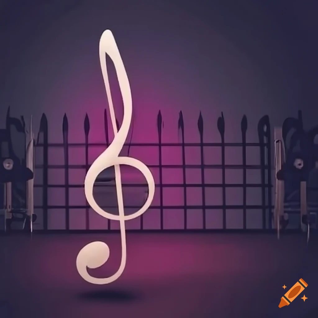 Music notes flowing in a gym