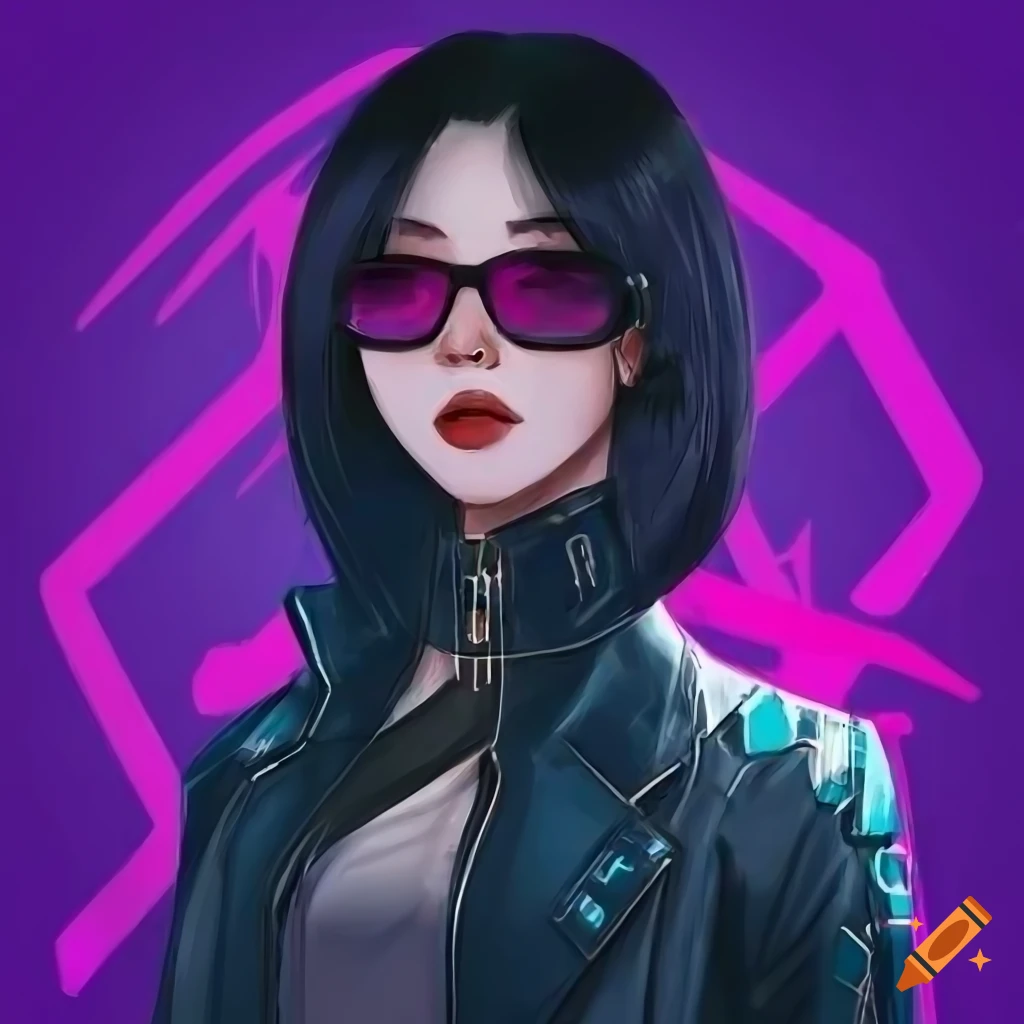 Illustration of a female asian hacker in cyberpunk style on Craiyon