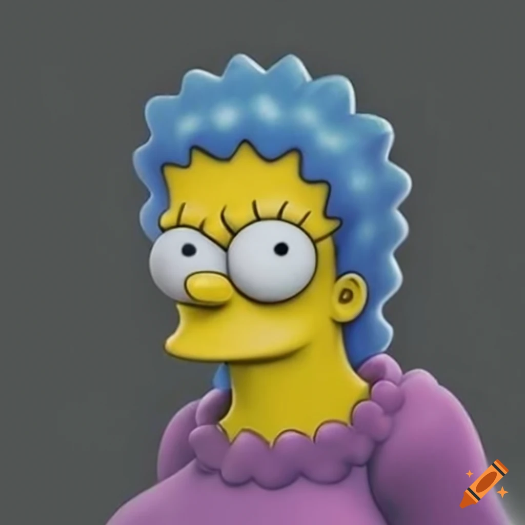 Detailed portrait of Lisa Simpson transforming into Marge Simpson on ...