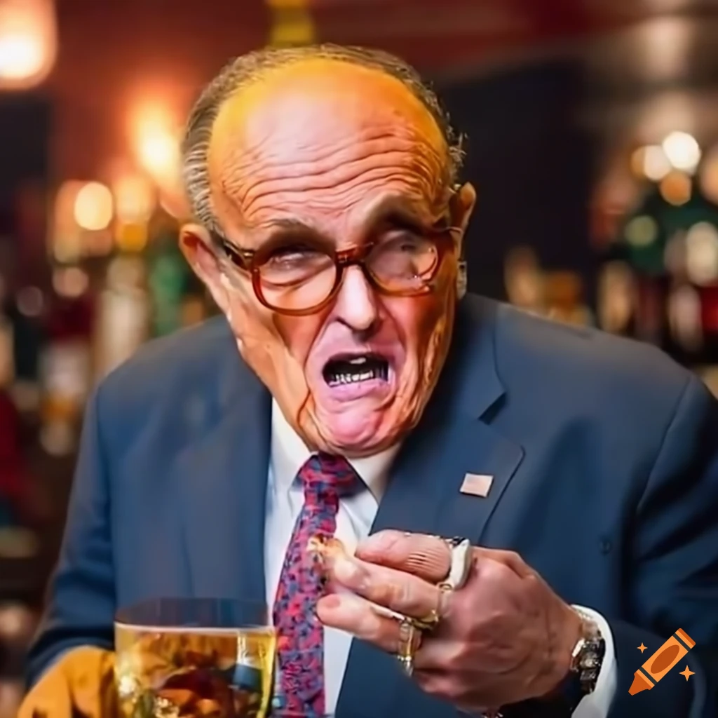 Satirical image of rudy giuliani with hair dye running down