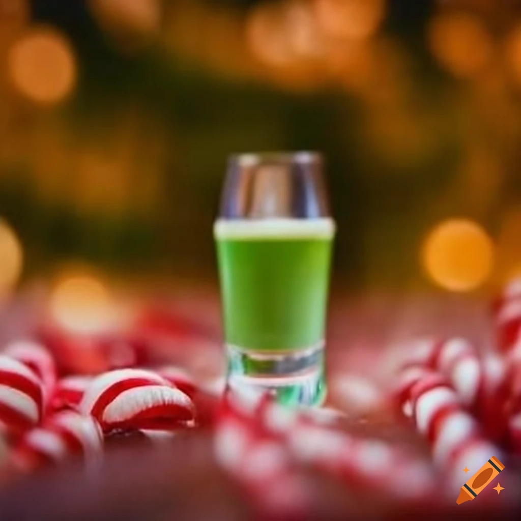 Shot of peppermint liqueur on Craiyon