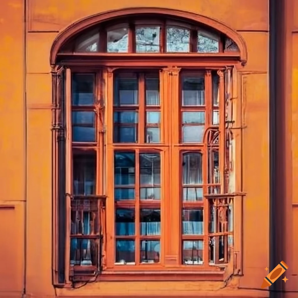 Front view of an orange haussmannien window