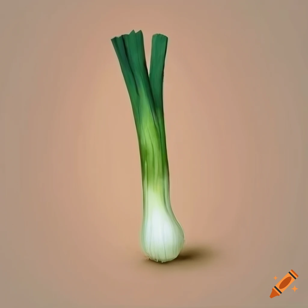 Realistic drawing of a leek on beige background on Craiyon