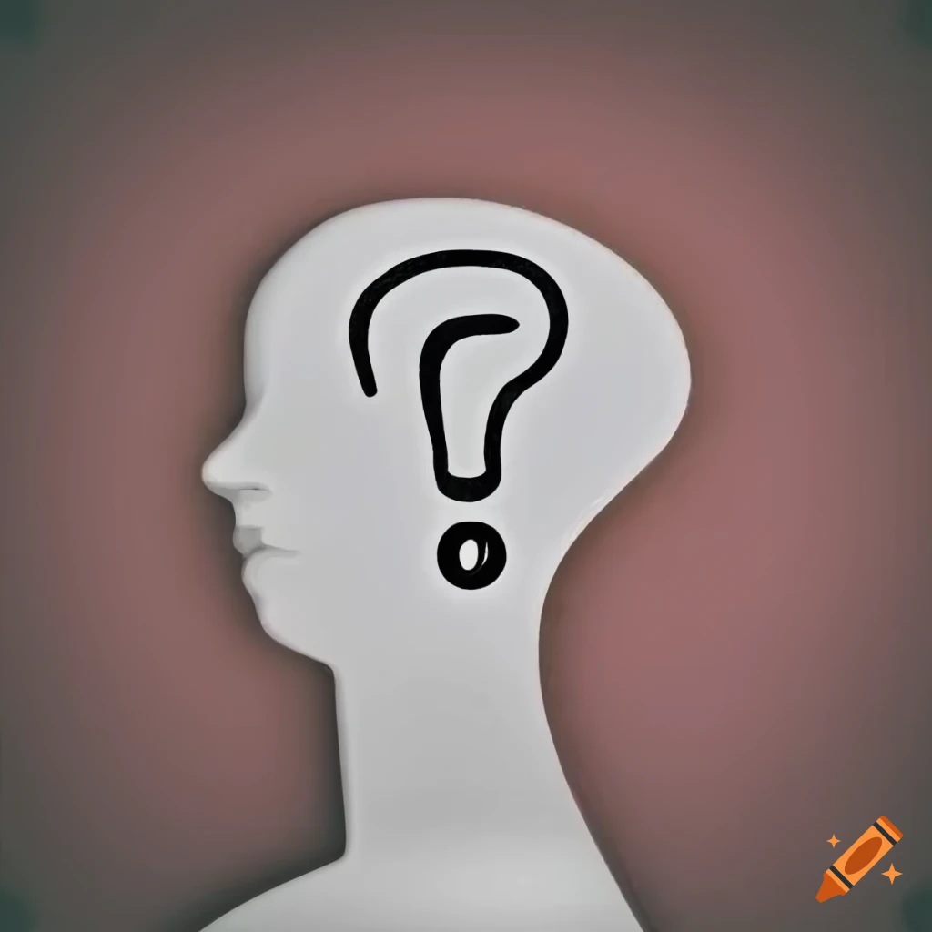Symbol of a question mark inside a head outline