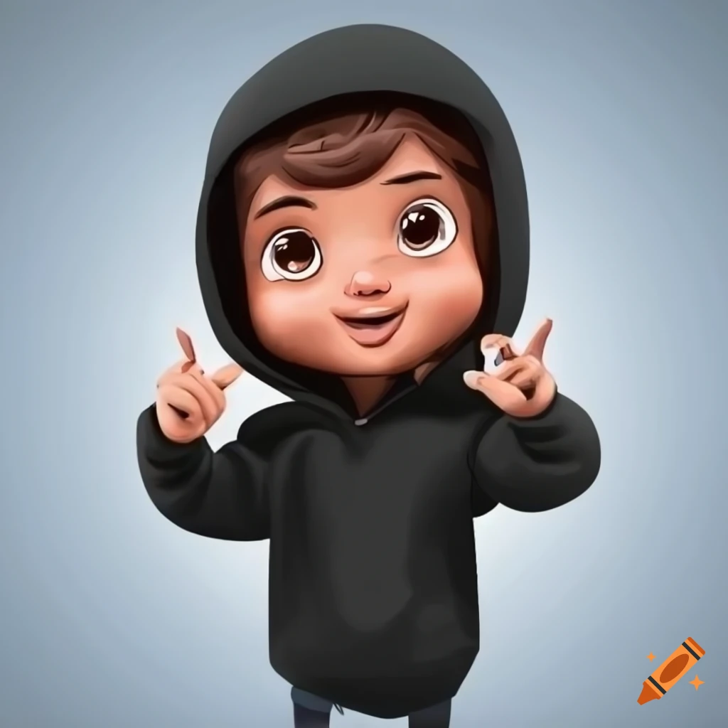 Cartoon avatar with a welcome sign in hands