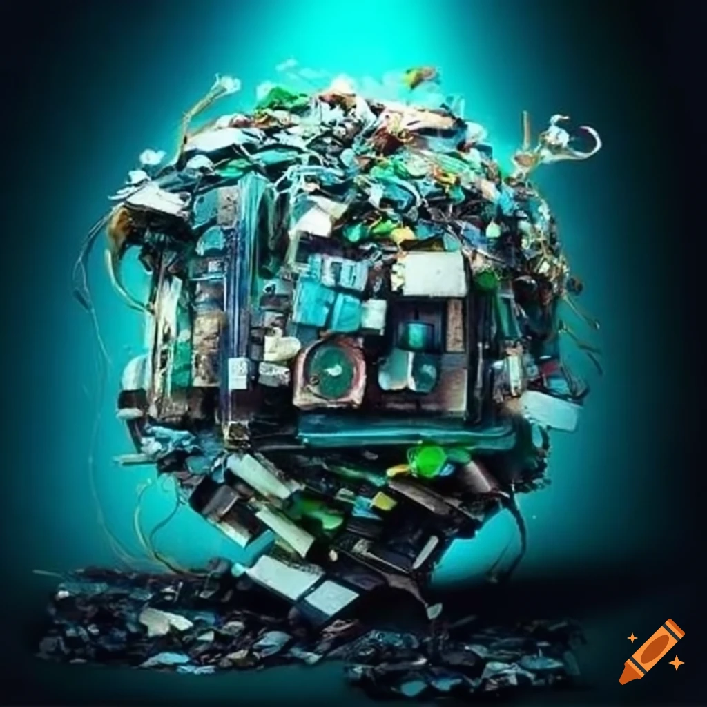 E-waste art piece on Craiyon