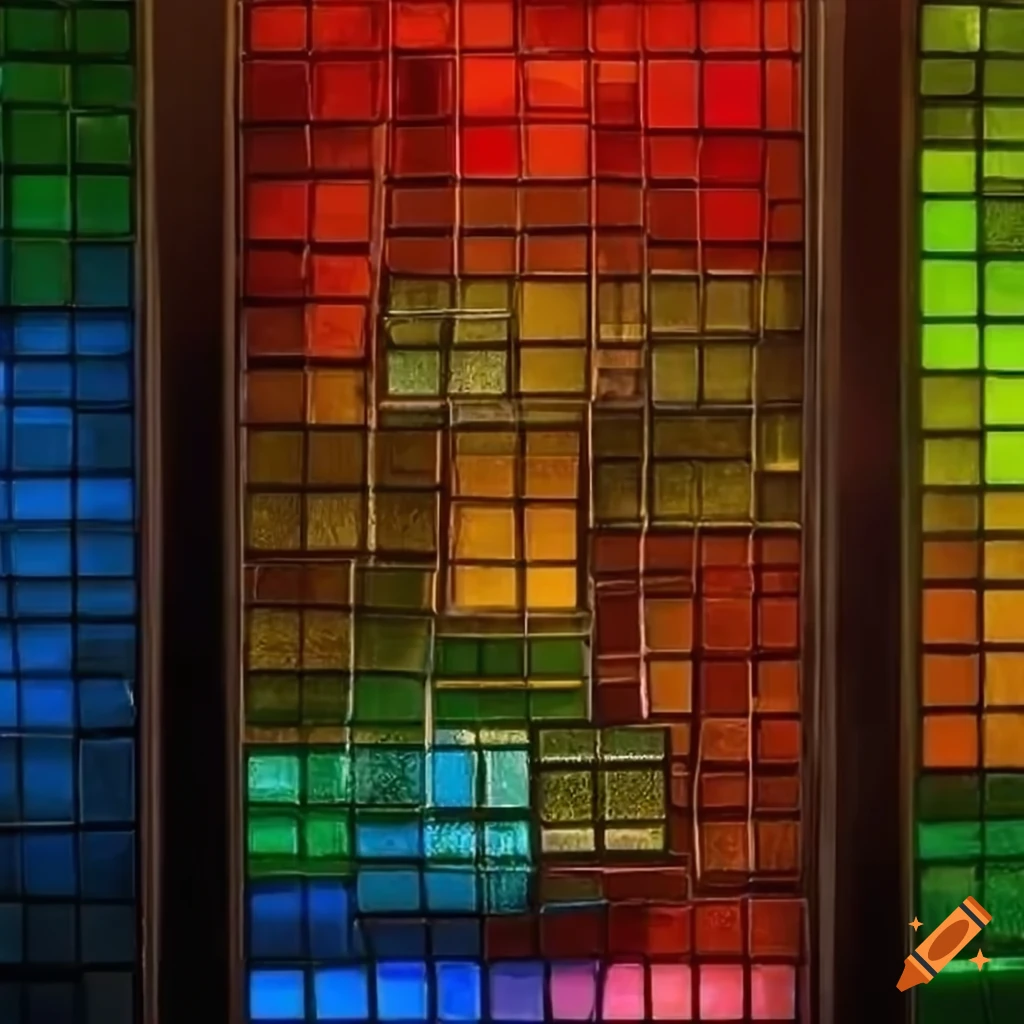 Colorful stained glass button array