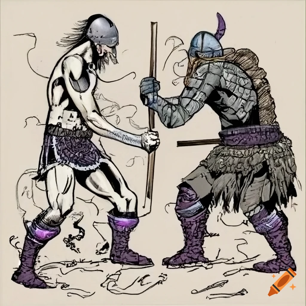 Viking comic battle illustration