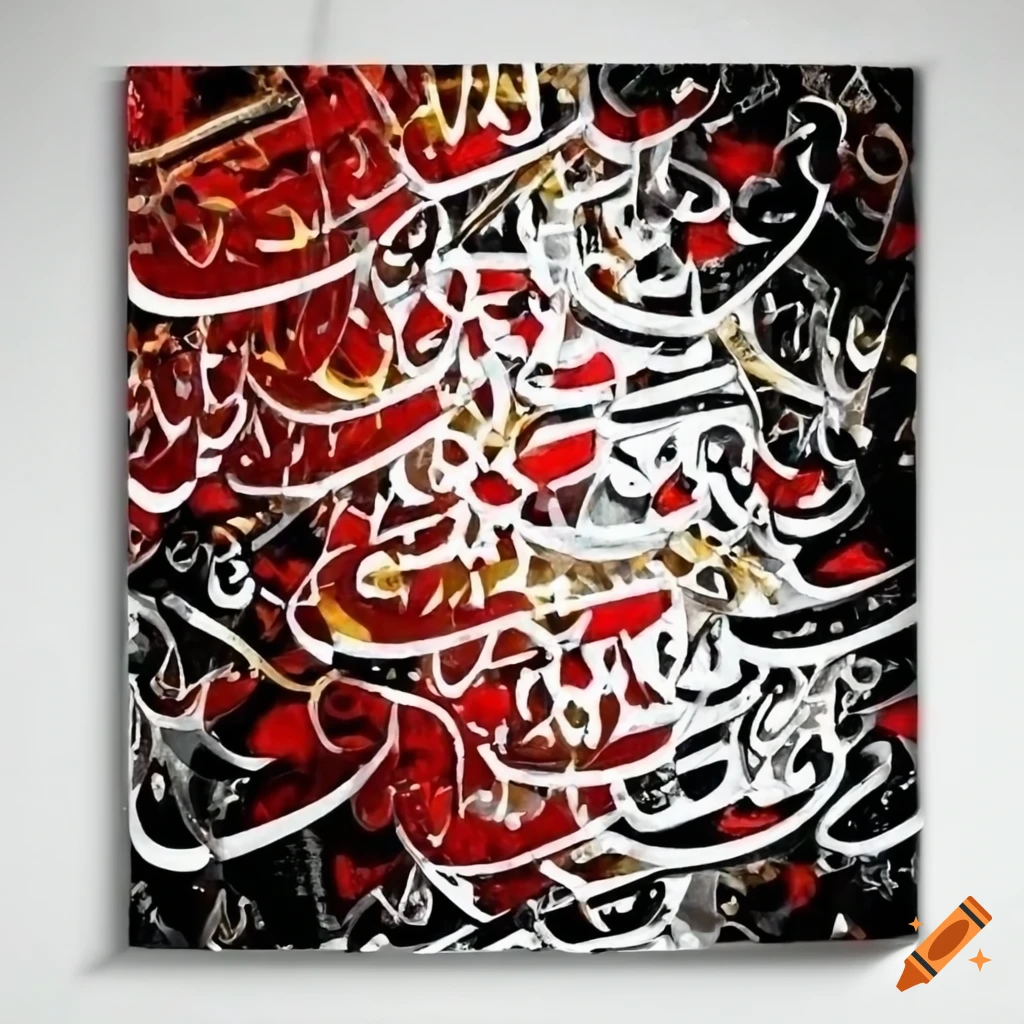 Abstract mosaic painting with arabic calligraphy on Craiyon