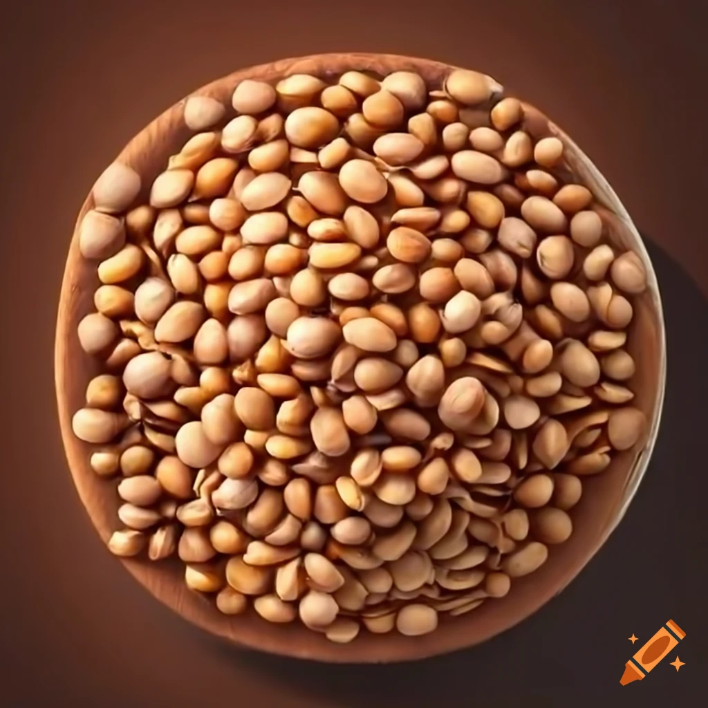 Close-up of dal grains on a wooden table on Craiyon