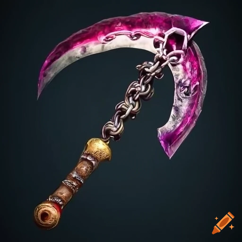 Evil sickle with crimson crystal and chain