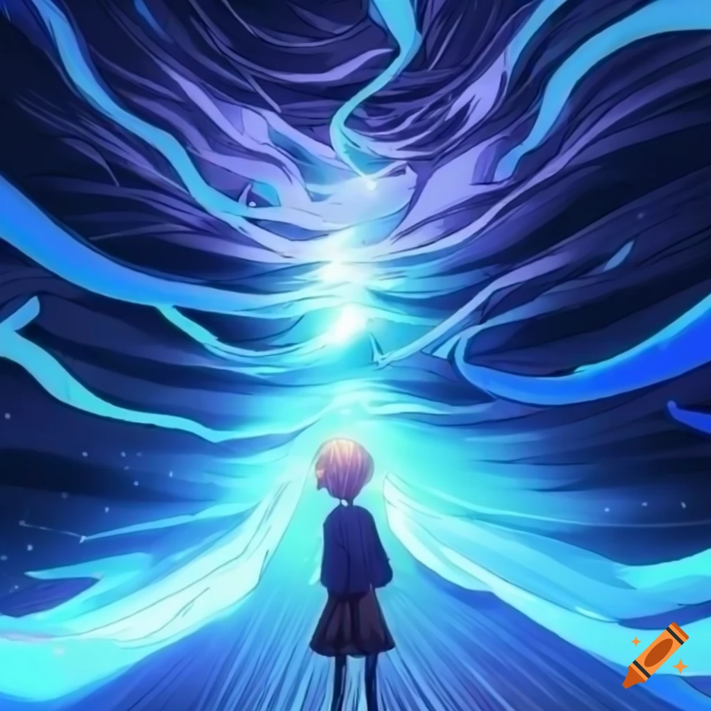 Blue wavy lines representing speed in manga anime style