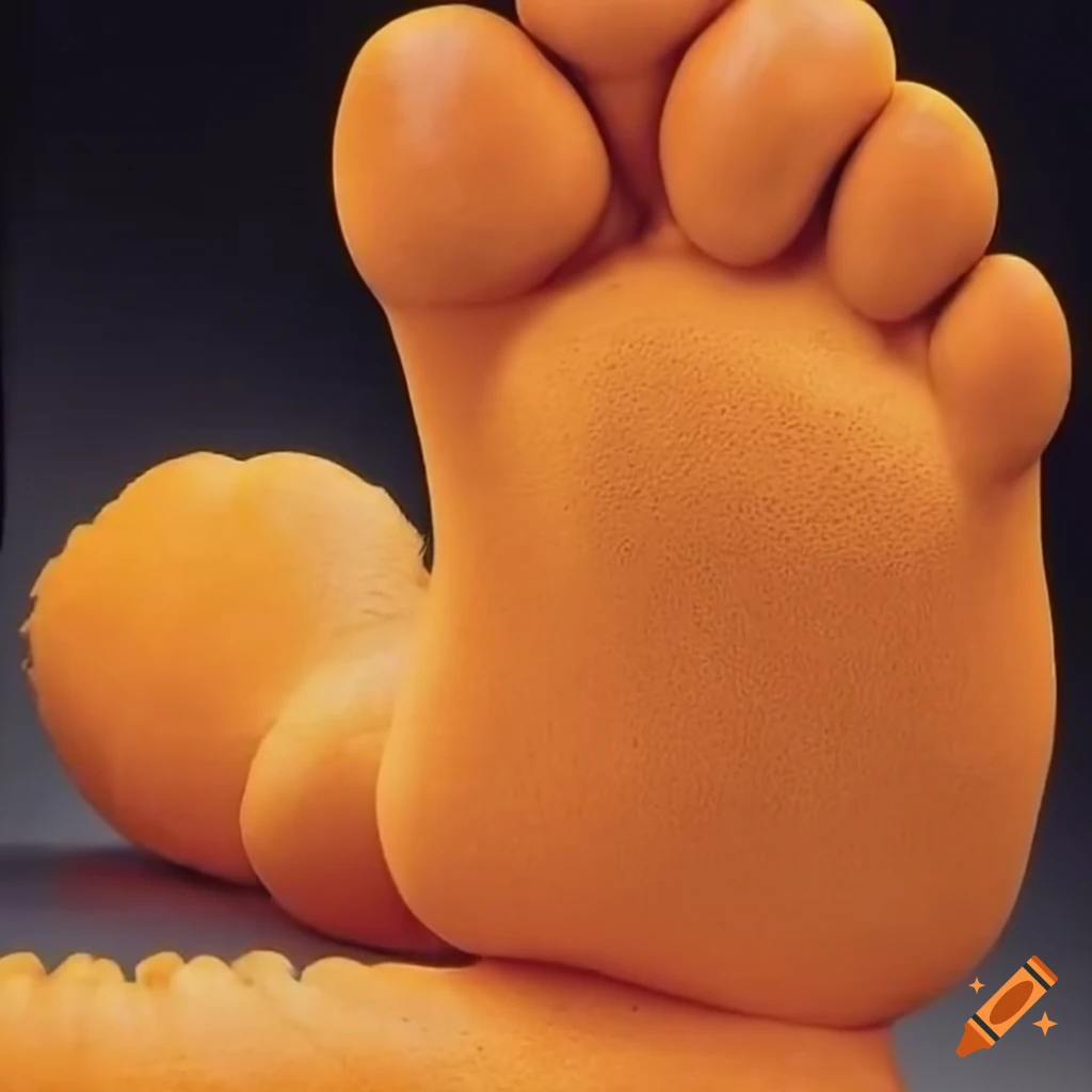 Close-up of garfield's orange feet