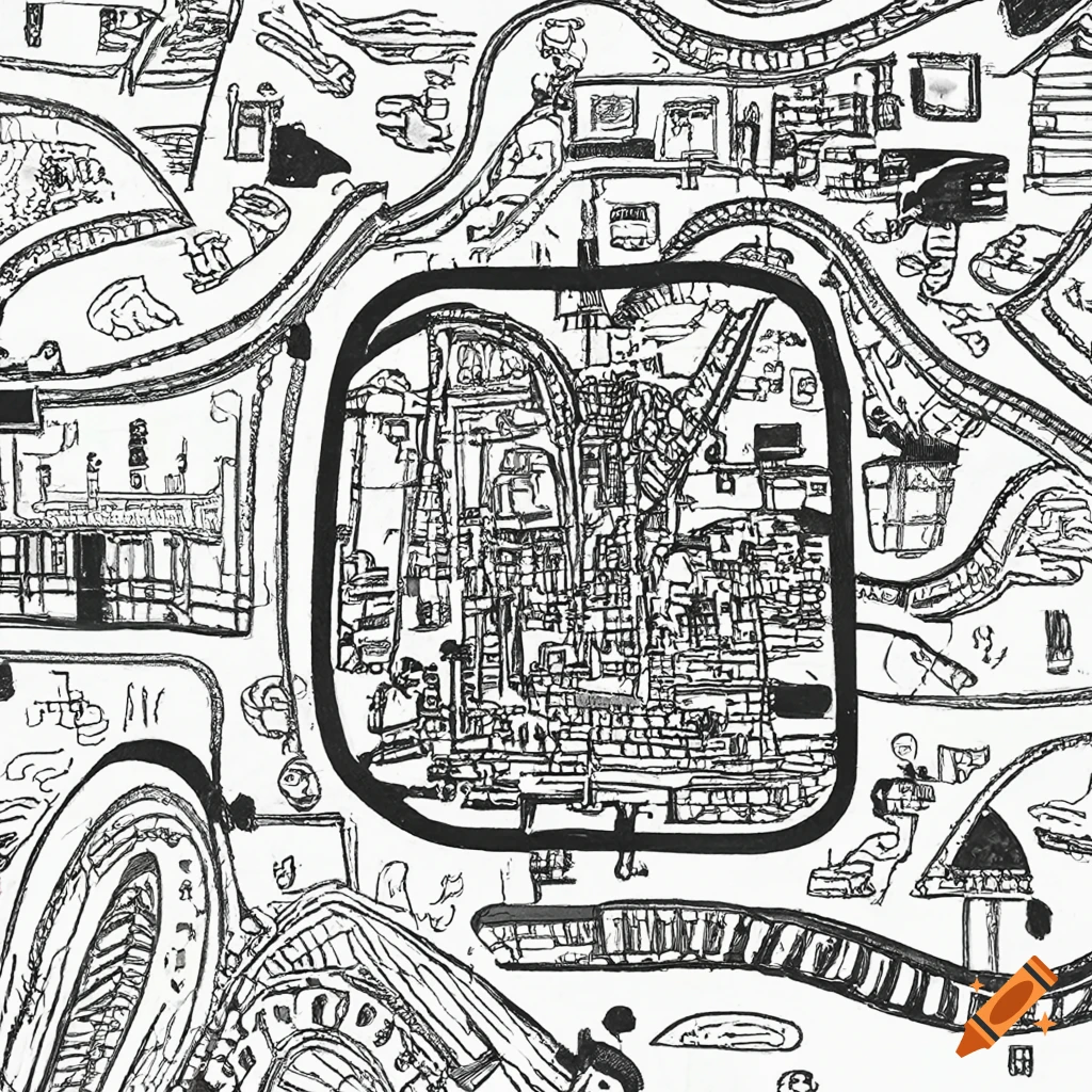 Detailed cartoon map of Blackpool with main attractions on Craiyon