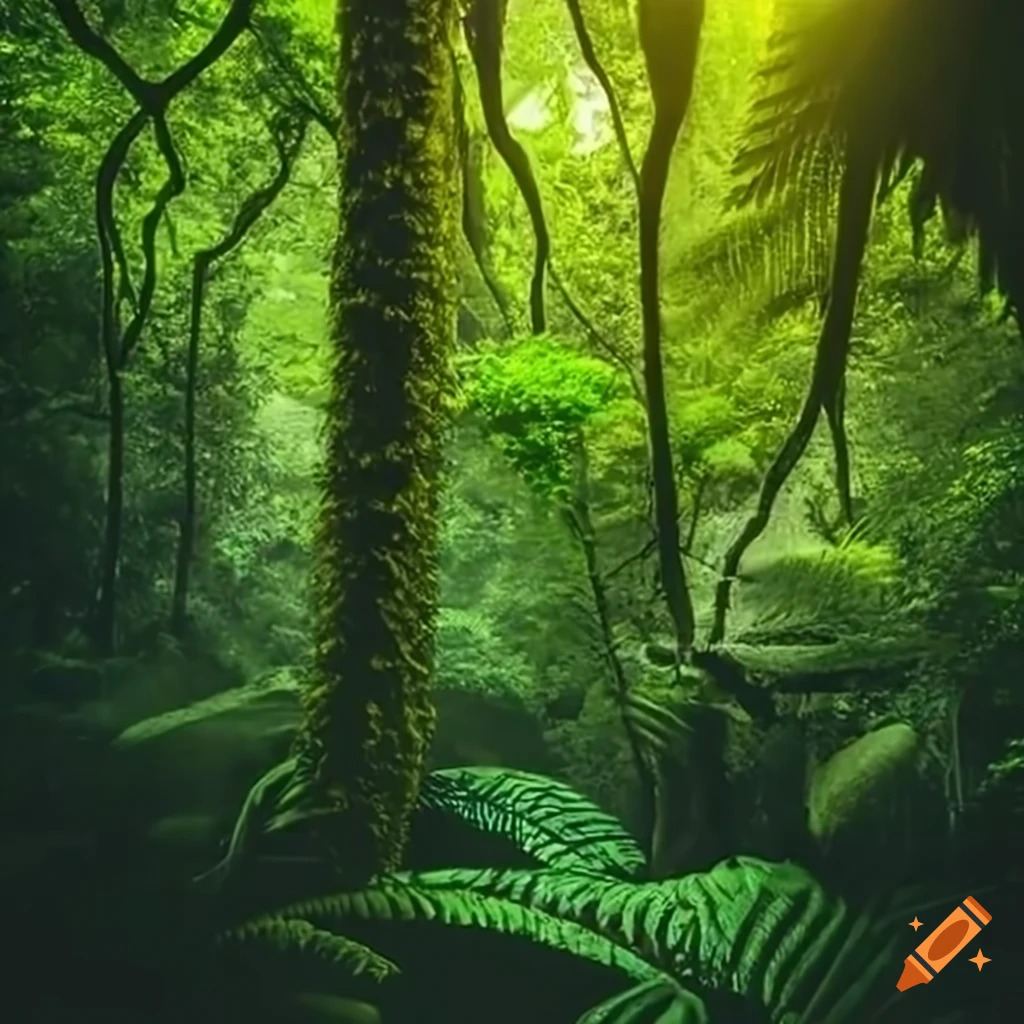 Bright idea in the green jungle on Craiyon