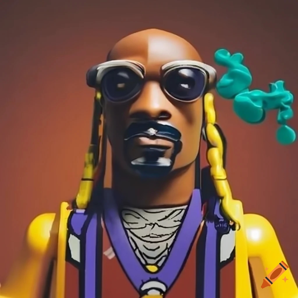Lego figure of snoop dogg smoking a lego blunt on Craiyon