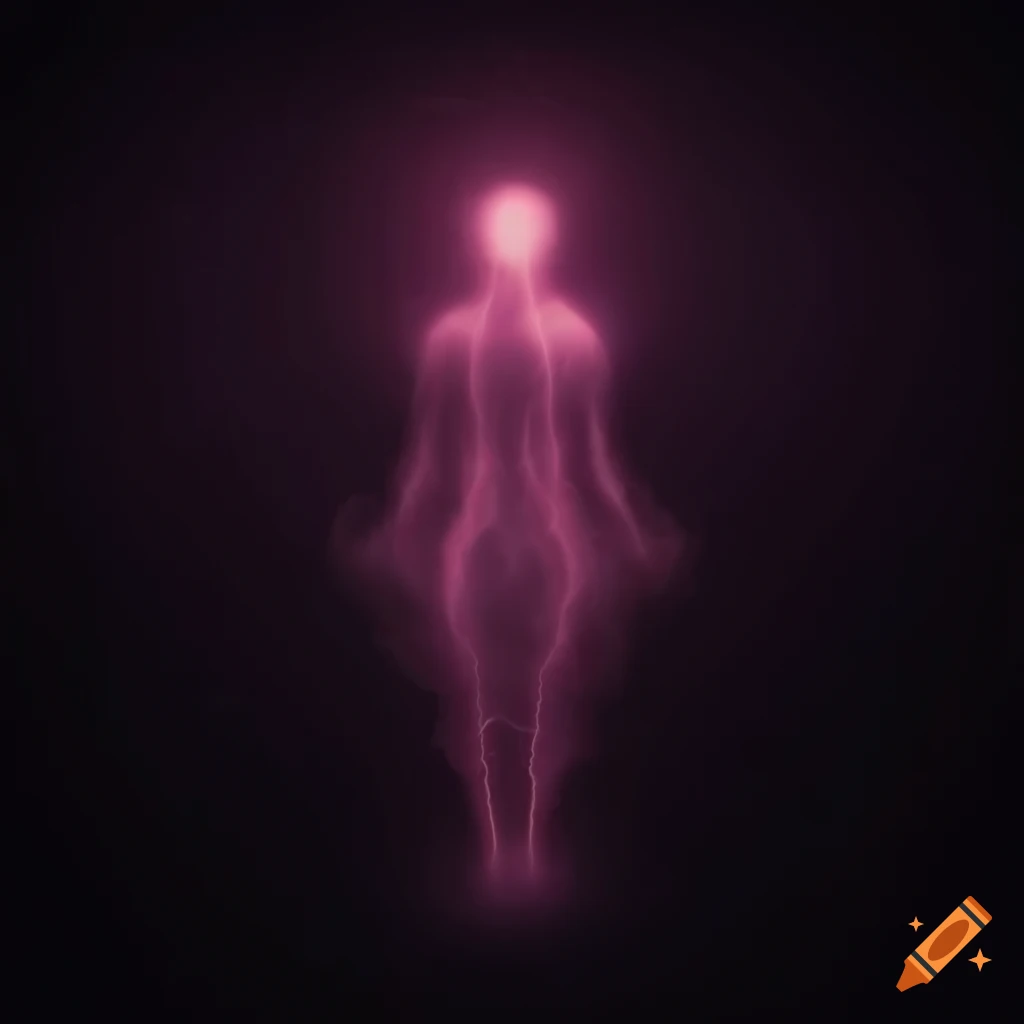 Artistic representation of a storm with glowing human shape